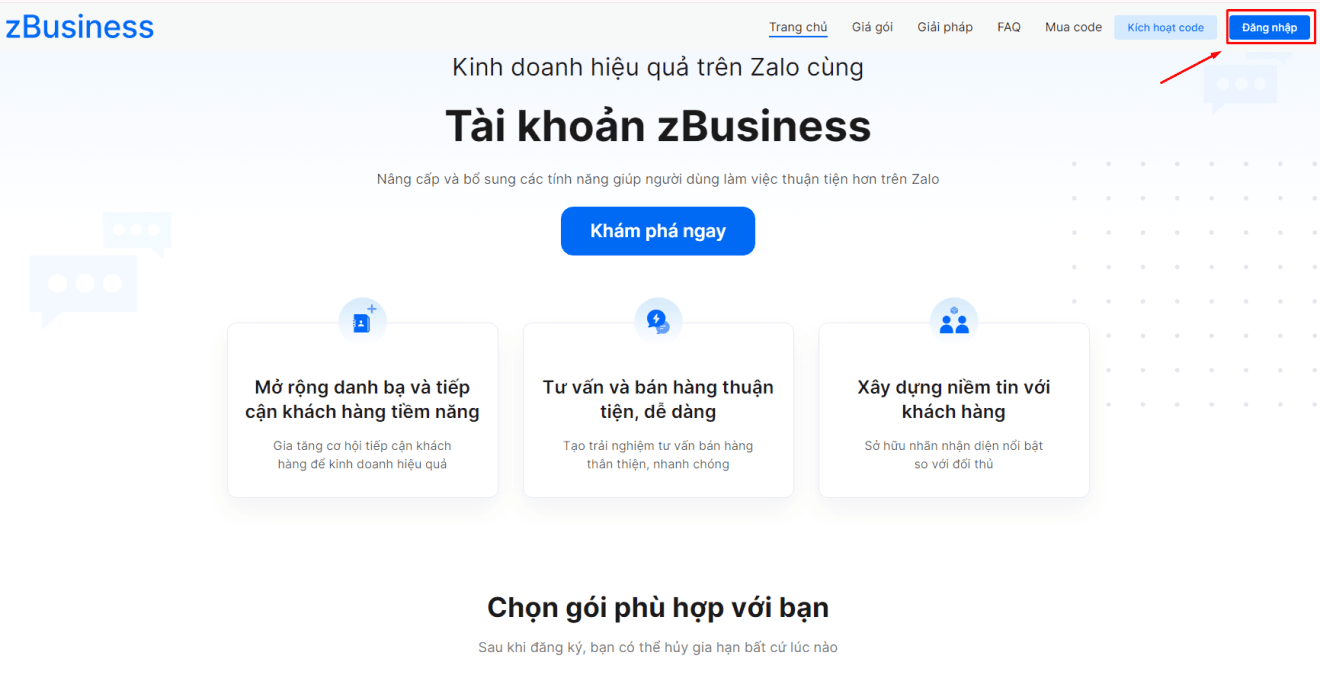 Hướng dẫn nâng cấp tài khoản Zalo lên Business - VinaZalo